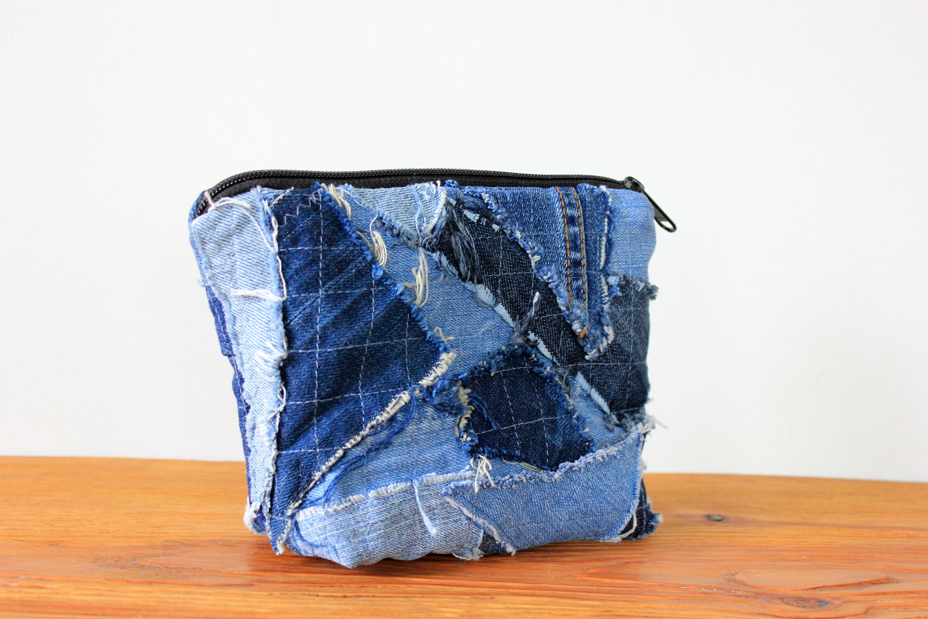 Boro Patchwork Denim Cosmetic Bag Boro Patch Zip Purse - Etsy