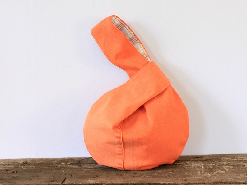 Orange Jeans Japanese Bag Round Denim Knot Bag Small Soft - Etsy