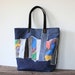 Color Block Art Denim Bag, Designer Shoulder Jeans Handbag, Handcrafted ...