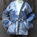 Long Patchwork Jeans Coat, Designer Art Denim Unisex Jacket, Rip Jeans ...
