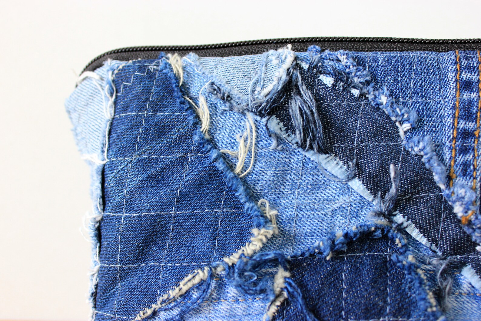 Boro Patchwork Denim Cosmetic Bag Boro Patch Zip Purse - Etsy