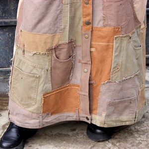 Yellow Patchwork Long Ripped Denim Coat, Art Jeans Robe, Unisex ...