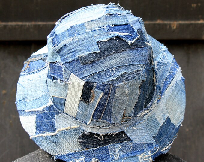 Patchwork Denim Bucket Hat 24 61 Cm, Hipster Hippie Jeans Fedora Hat, Trend Denim Festival Look ...
