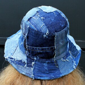 CUSTOM Denim Bucket Hat, Patchwork Bucket Hat, Ripped Jeans Bucket Hat ...