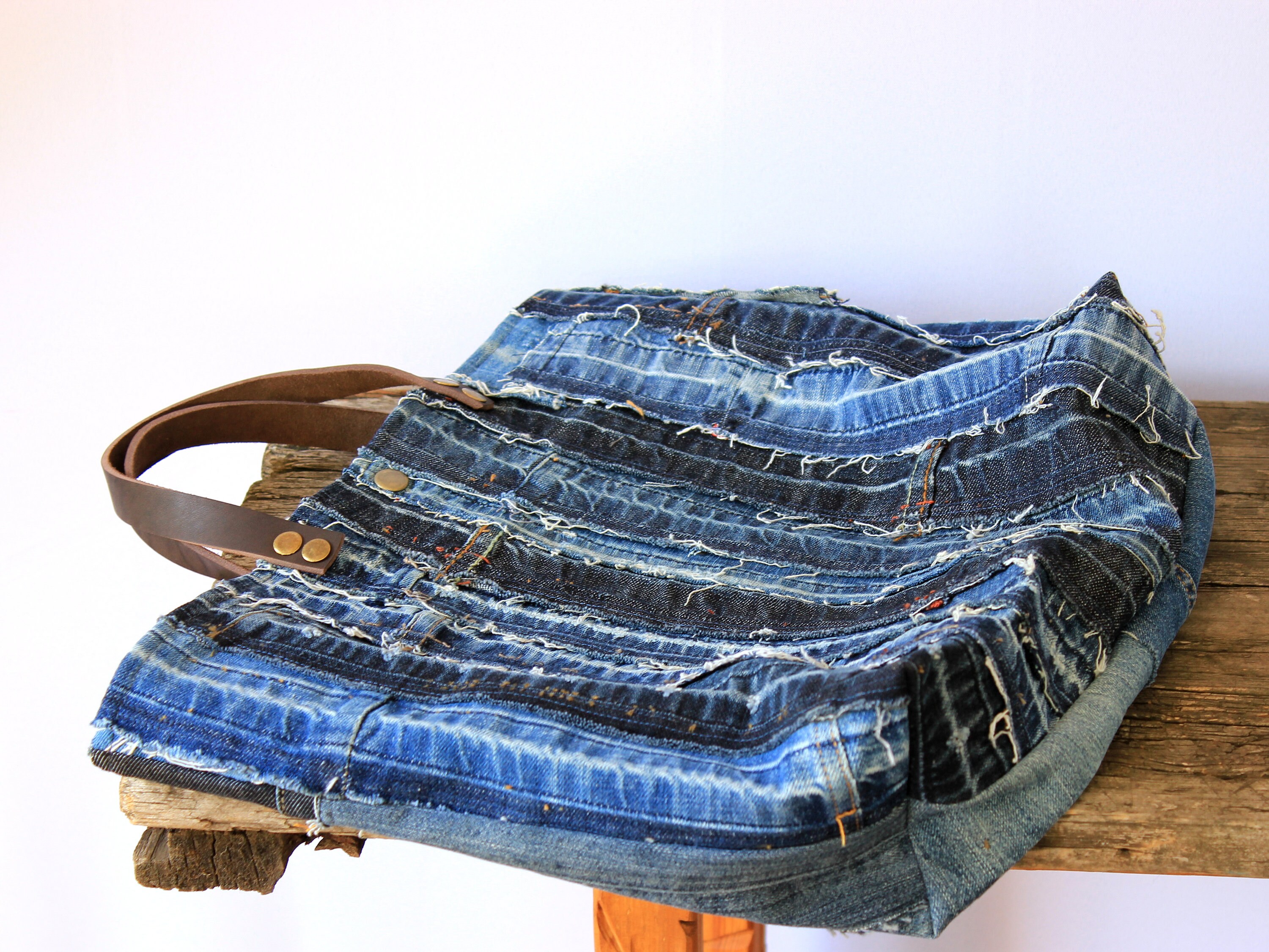 Patchwork Denim Bag Ripped Boro Denim Handbag Designer Denim - Etsy