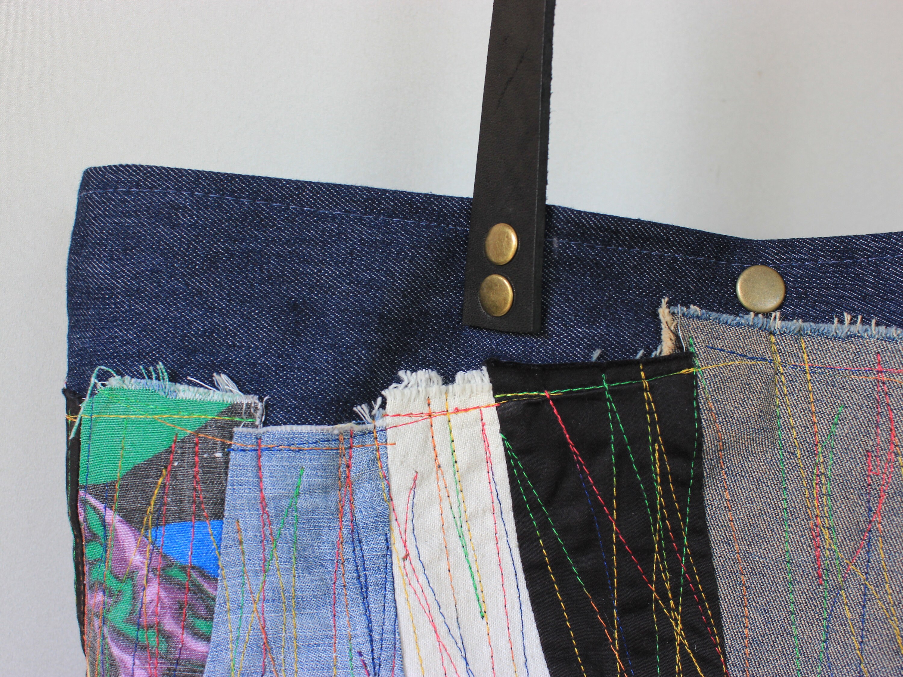 Color Block Art Denim Bag Designer Shoulder Jeans Handbag - Etsy