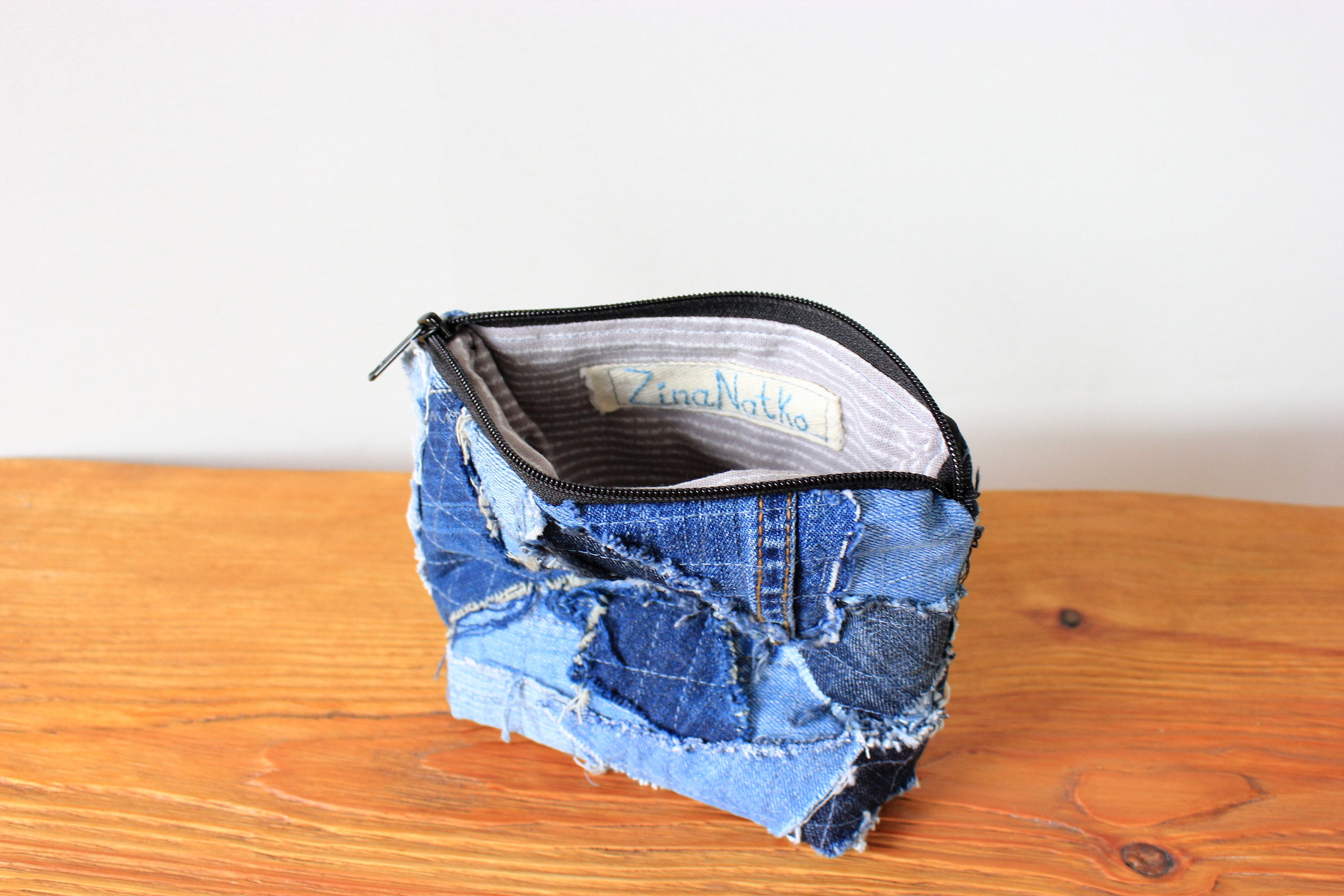 Boro Patchwork Denim Cosmetic Bag Boro Patch Zip Purse - Etsy