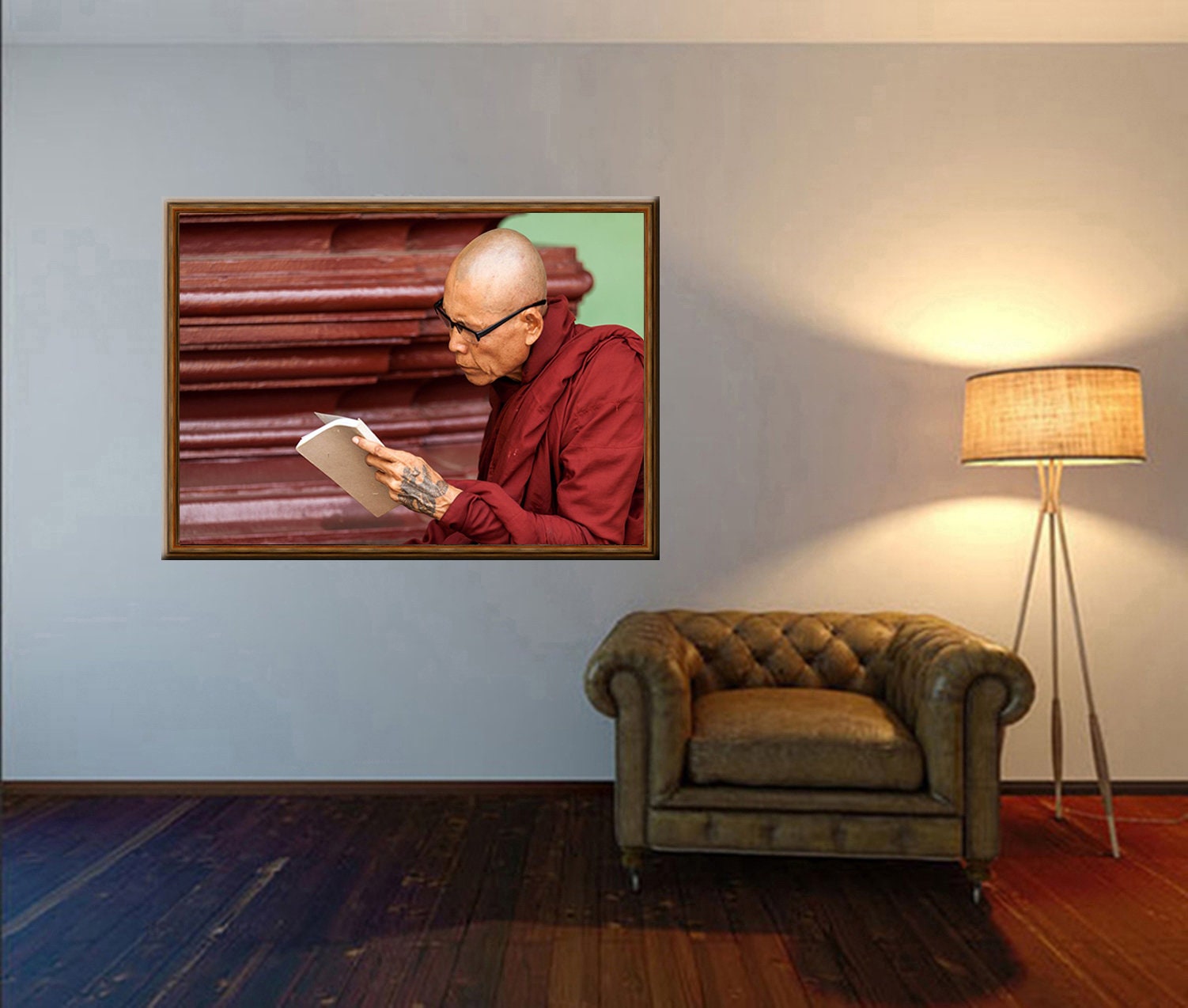 Buddhist Monk with Book Reading Monk Myanmar Photography | Etsy