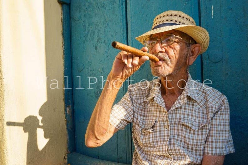 Old Man With Cuban Cigar Cuban Street Photography Cigar Wall Art Man ...