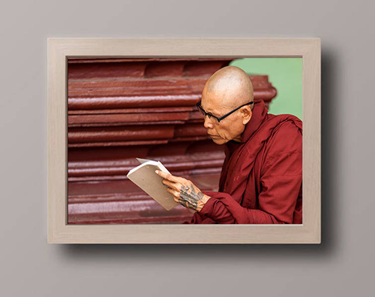 Buddhist Monk with Book Reading Monk Myanmar Photography | Etsy