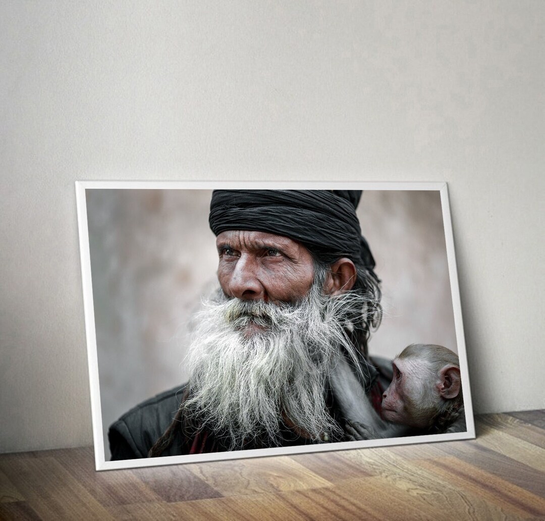 Varanasi Holy Man - Sadhu With Monkey (fine Art Print) India Street ...