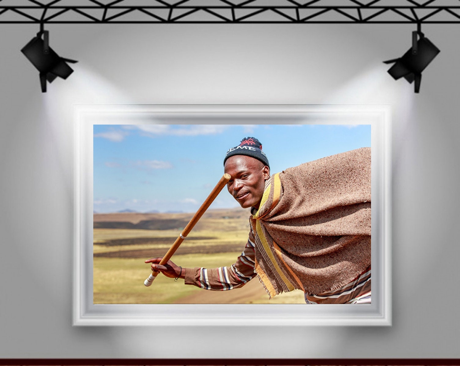Lesotho Wall Art Basotho Man With Stick South Africa - Etsy