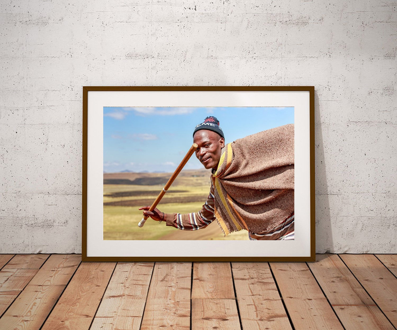 Lesotho Wall Art, Basotho Man with Stick, Zuid-Afrika Fotografie ...