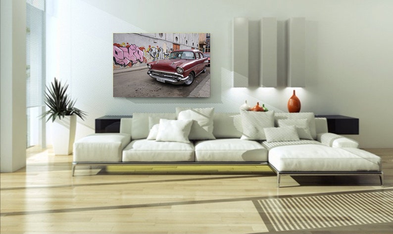 Cuban Car Photography, Vintage Red American Car, Car Poster, Cuba ...