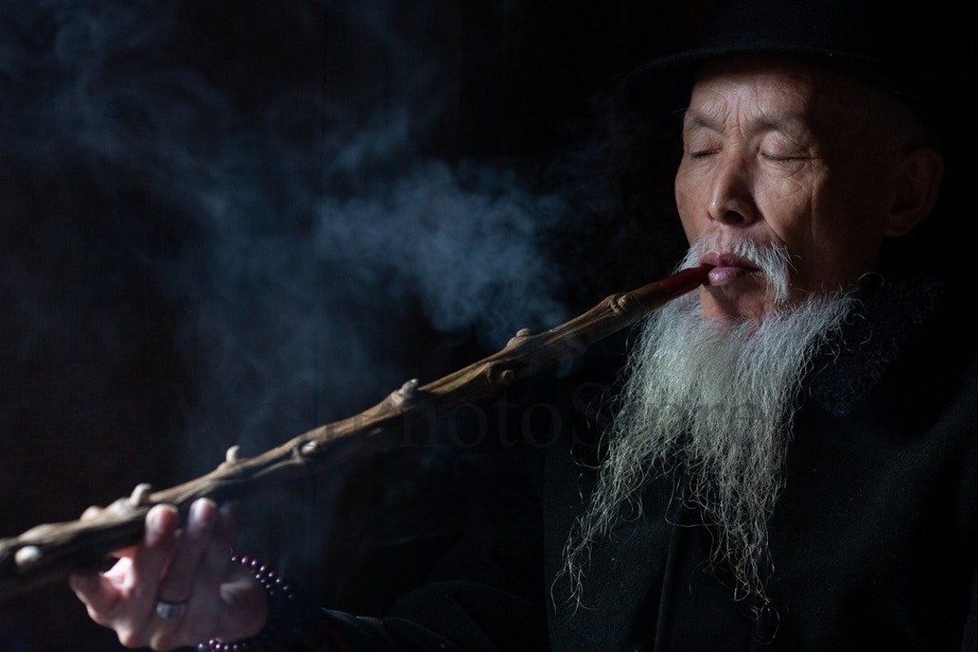Photo of Chinese Pipe Smoker Smoking Pipe Photos China Wall - Etsy