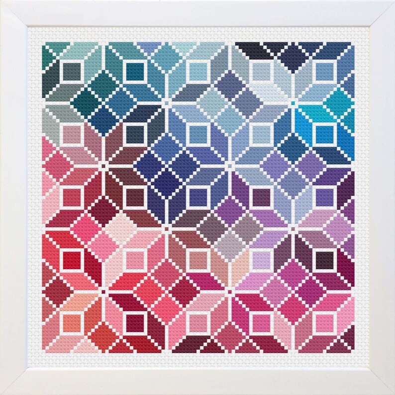 Small Counted Cross Stitch Rainbow Quilt Pattern | Etsy