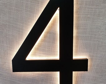 Illuminated House Sign Modern LED Home Number Custom Address - Etsy