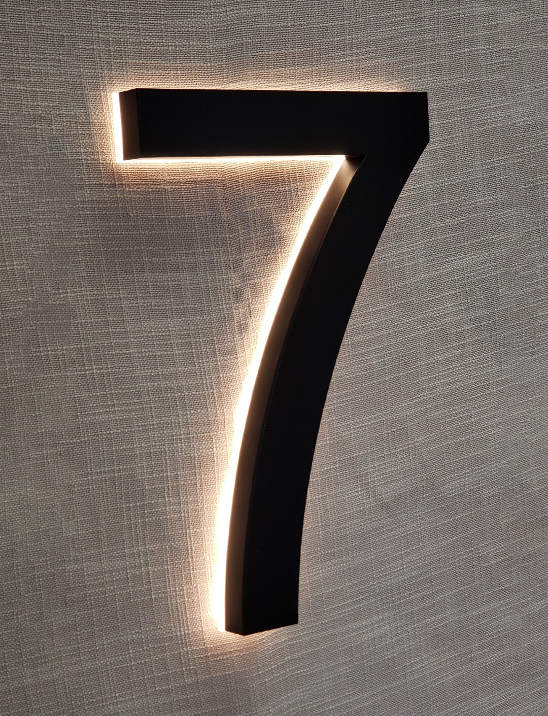 8 Backlit House Number 7, Stainless Steel LED Floating Number ...