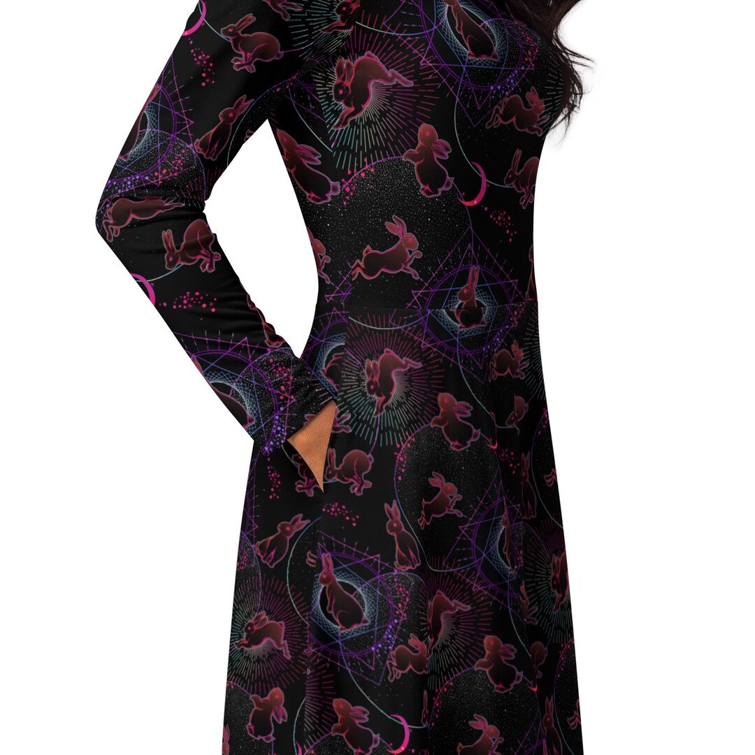Astro Bunny Long Sleeve Midi Dress - Etsy