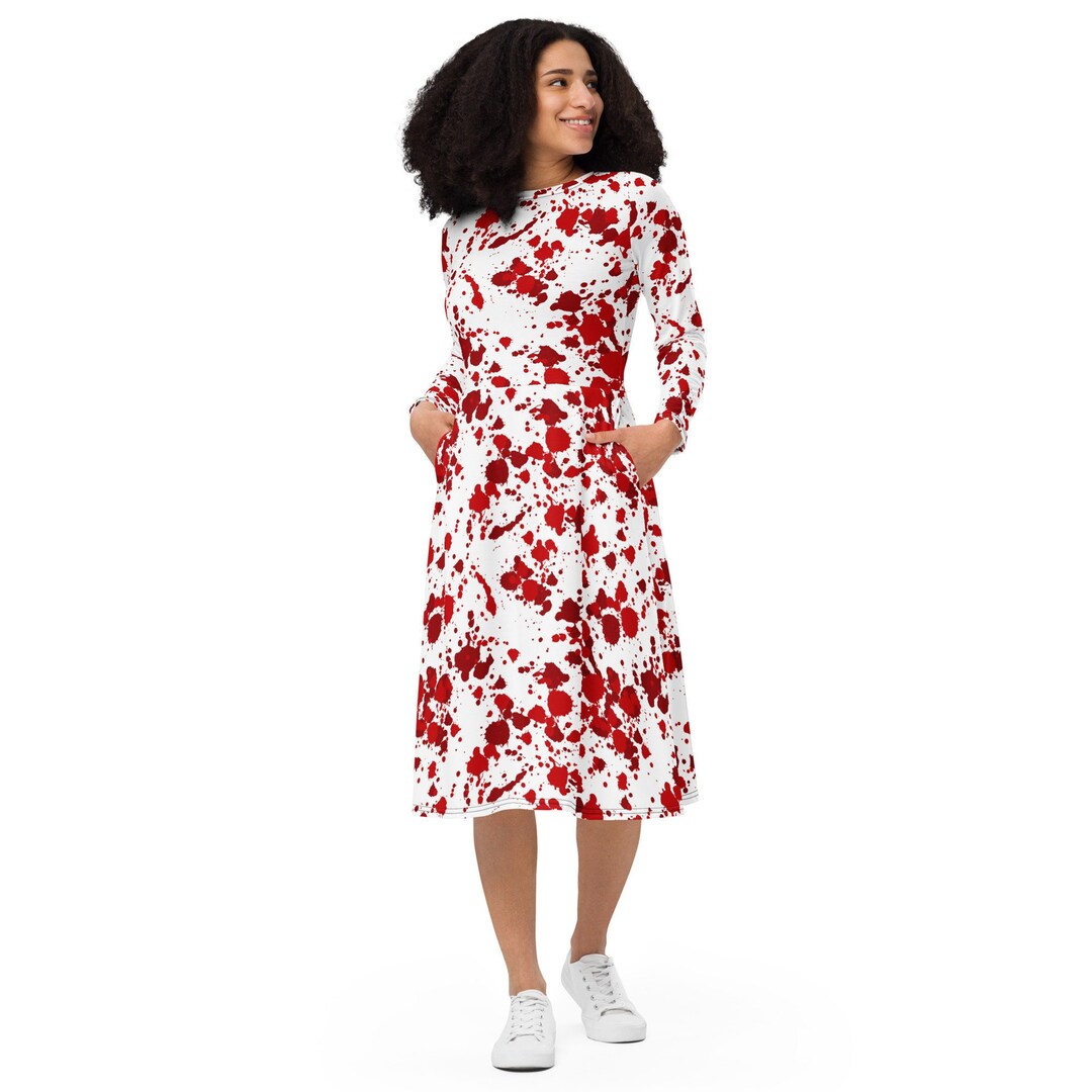 Blood Splatter Long Sleeve Midi Dress - Etsy