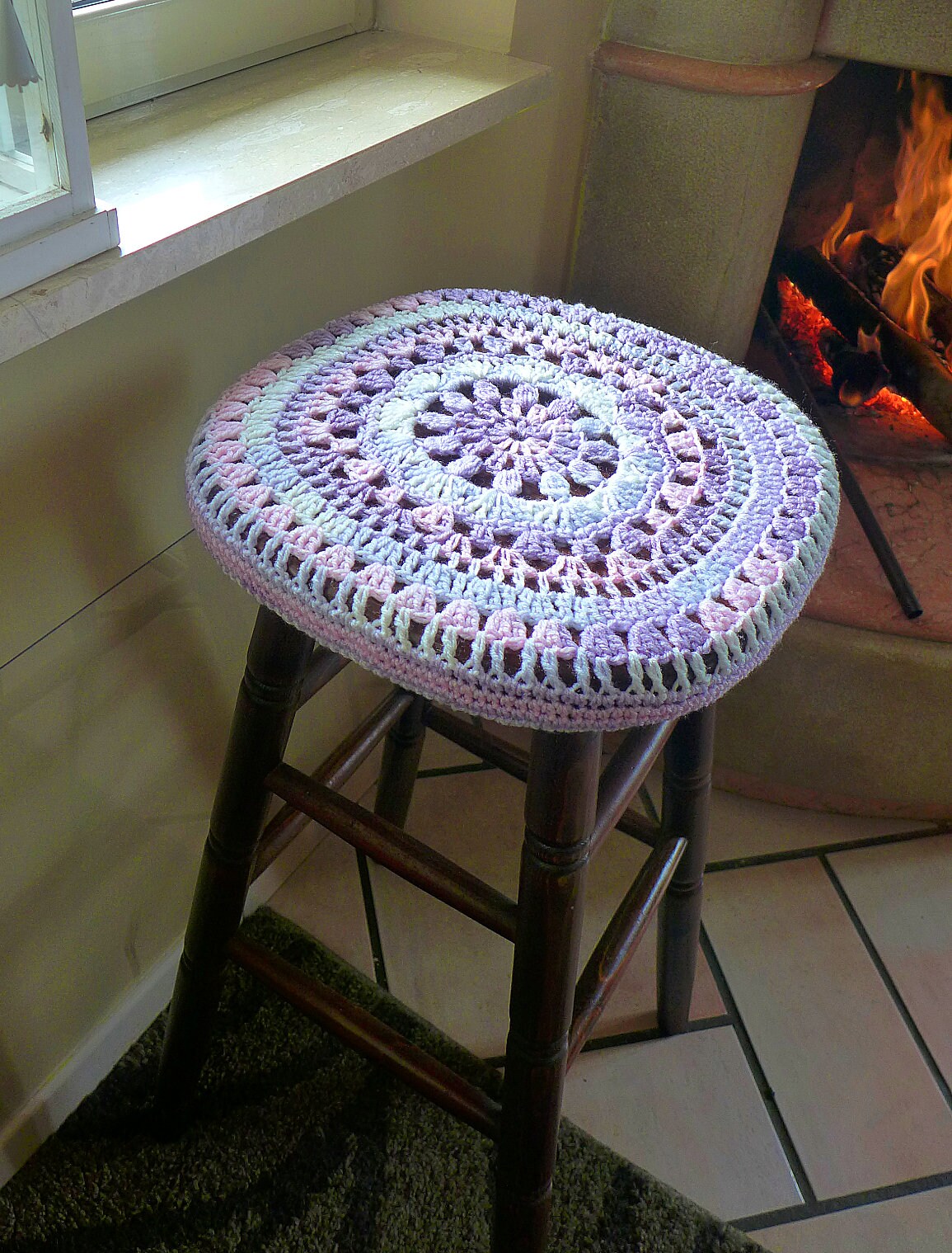 CUSTOM Crochet Stool Cover. Crocheted Mandala Like Round Cap | Etsy
