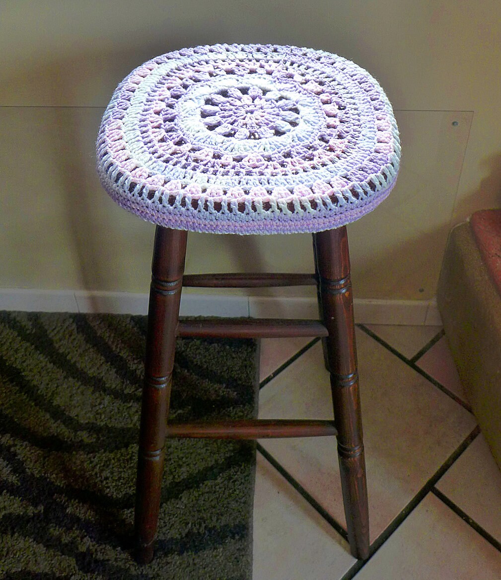 CUSTOM Crochet Stool Cover. Crocheted Mandala Like Round Cap | Etsy