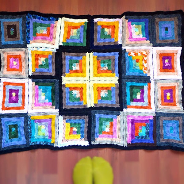 Log Cabin Afghan Crochet Pattern - Etsy