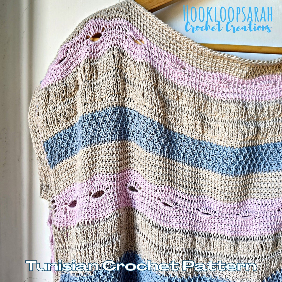 Tunisian Crochet PATTERN for Summer Top in Cotton. Sweater in - Etsy