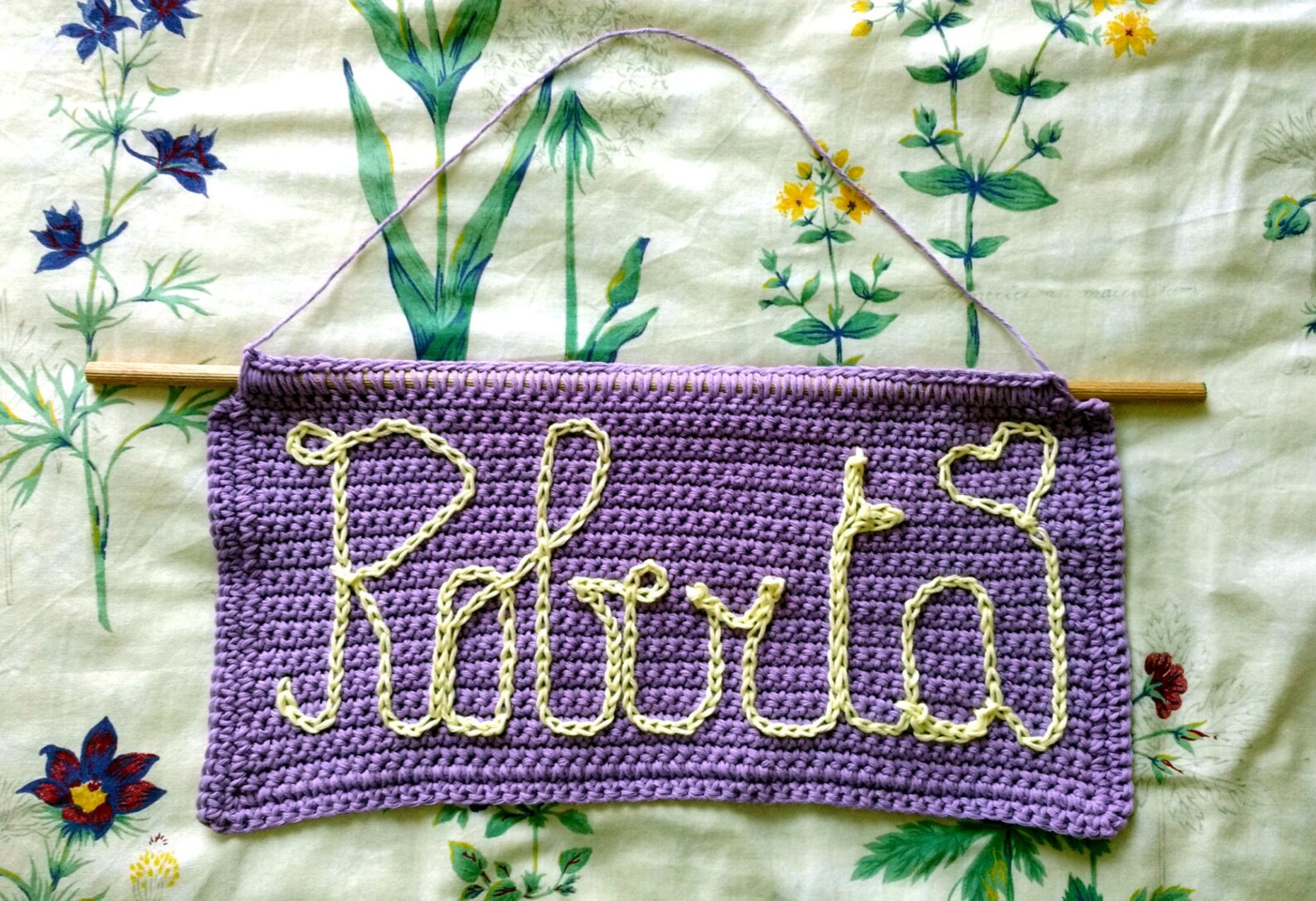 Crocheted Names Plate Wall Art Name Banner Address Plaque | Etsy