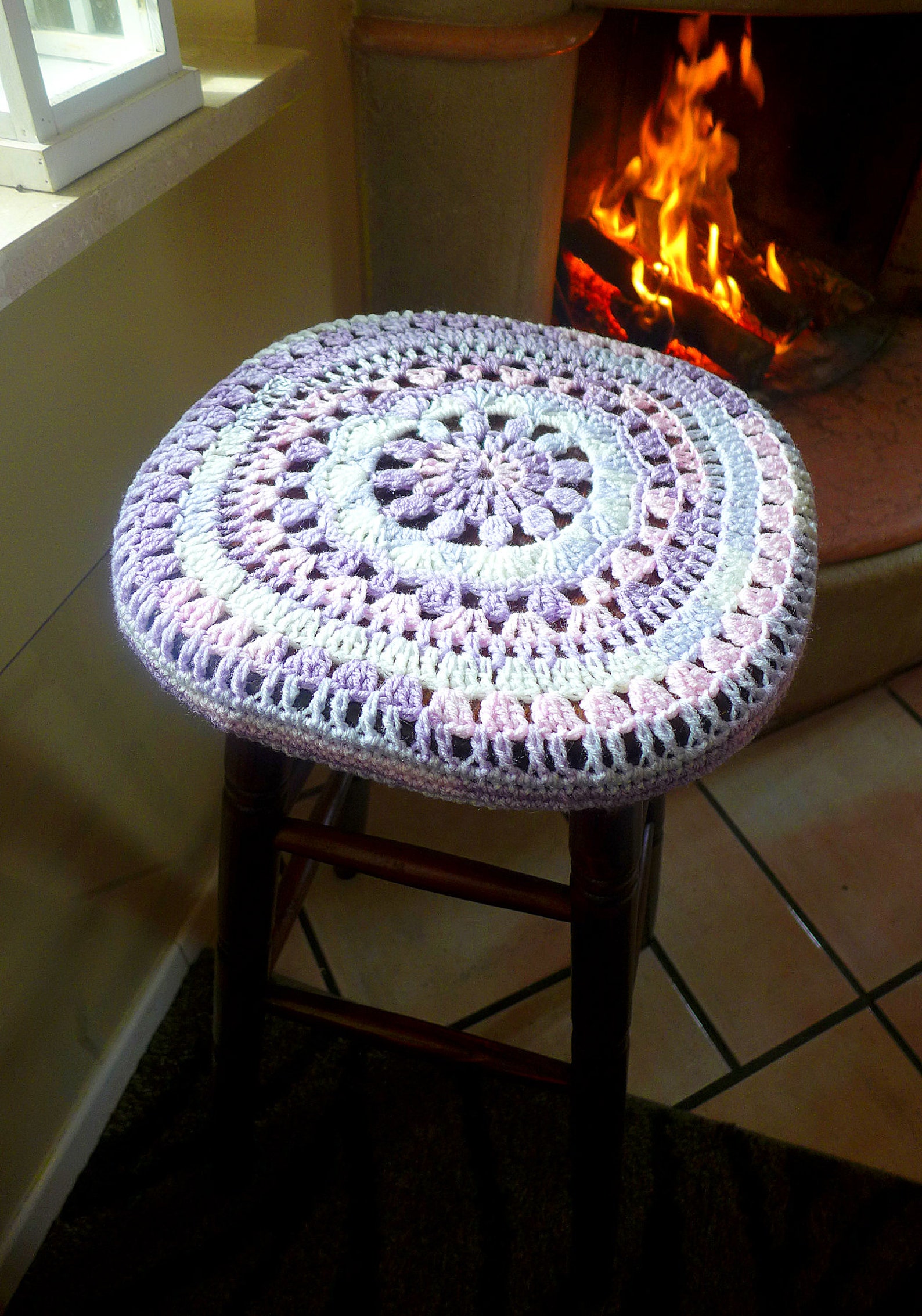 CUSTOM Crochet Stool Cover. Crocheted Mandala Like Round Cap | Etsy