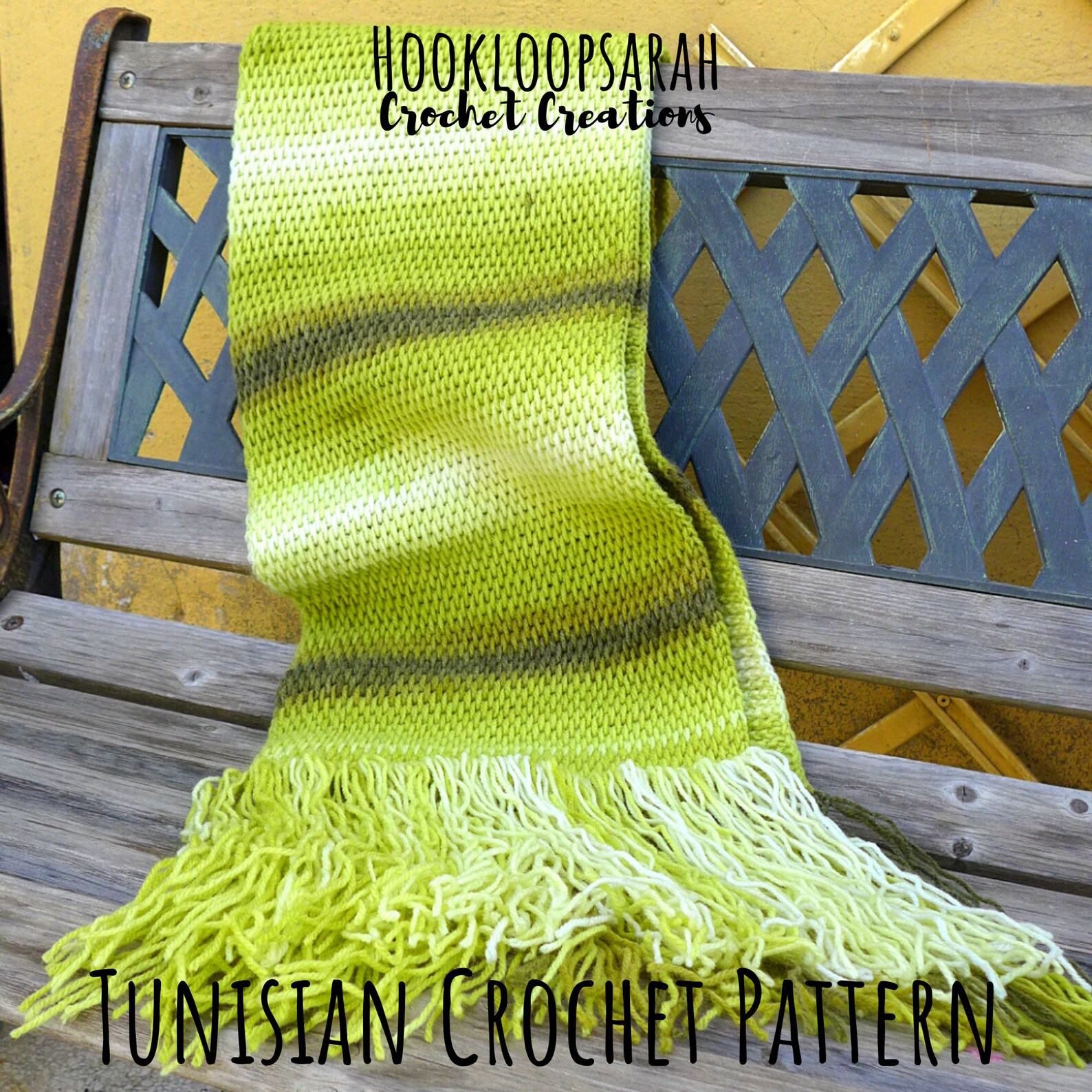 PATTERN Tunisian Crochet Scarf With Fringe. Full Stitch | Etsy