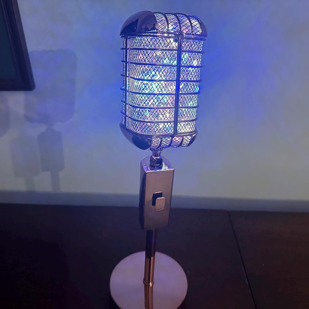 Illuminated Retro Microphone Lamp Home Decor Accent Lamp Vintage Style ...