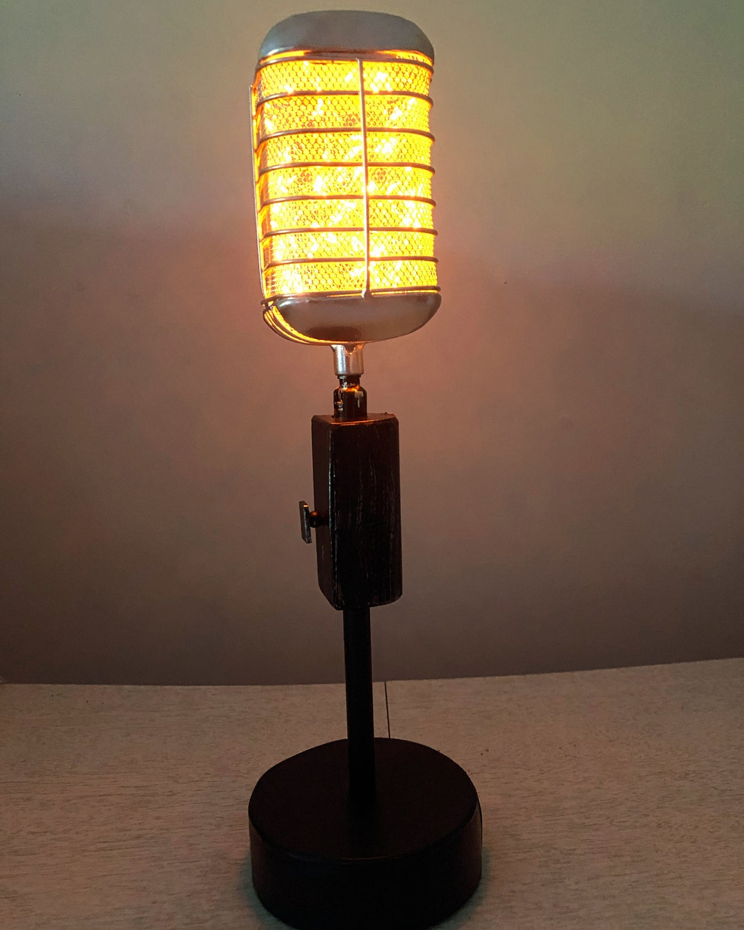 Retro Microphone Accent Lamp: Vintage Style LED Table Light - Etsy