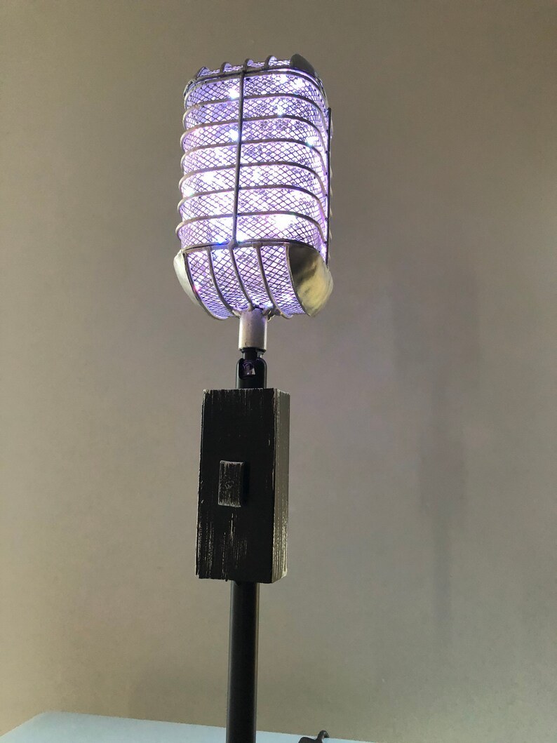 Handmade Retro Microphone Lamp: LED Light-up Home Accent - Etsy