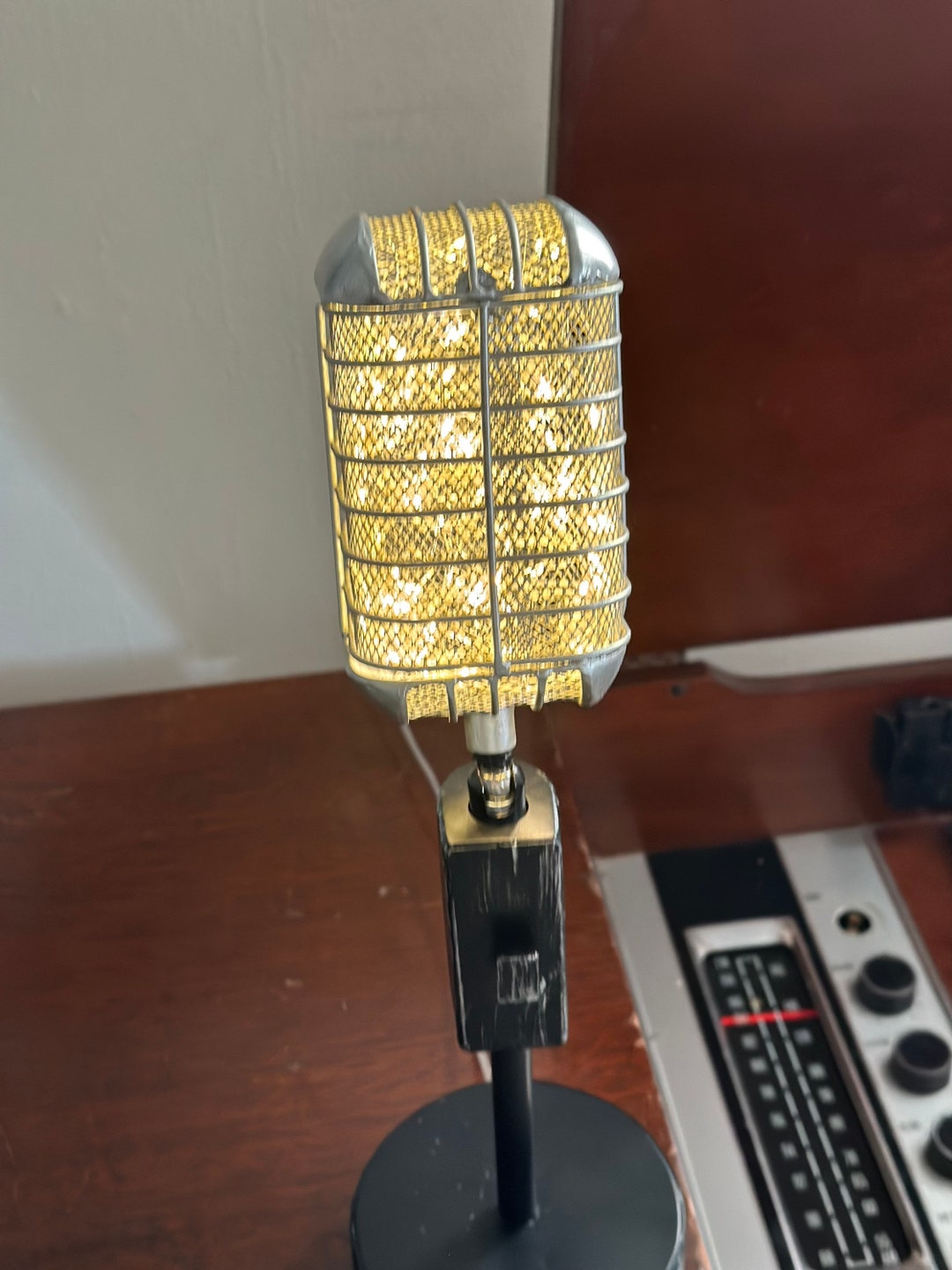 Vintage Microphone Lamp Personalized Retro Light Music Lover Handmade ...