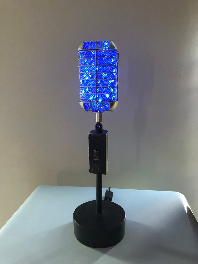 Handmade Retro Microphone Lamp: LED Light-up Home Accent - Etsy