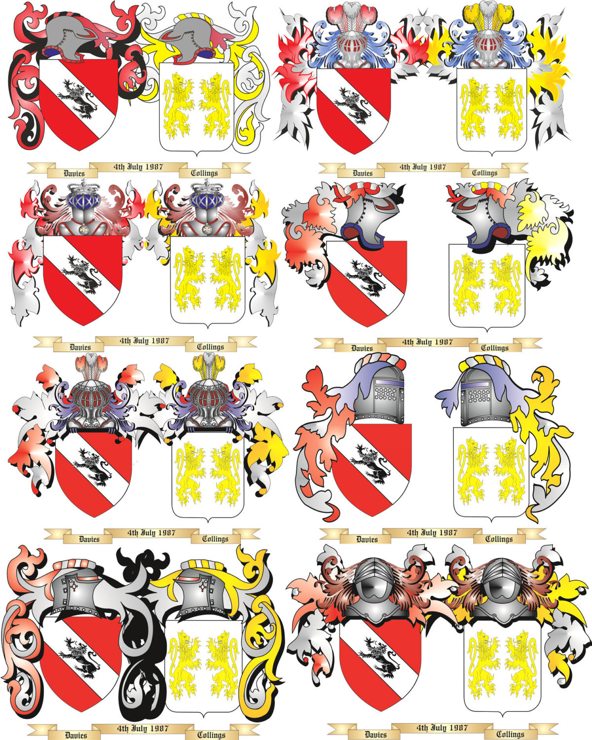 Double Surname Coat of Arms Family Crest With Wedding Date Ribbon ...