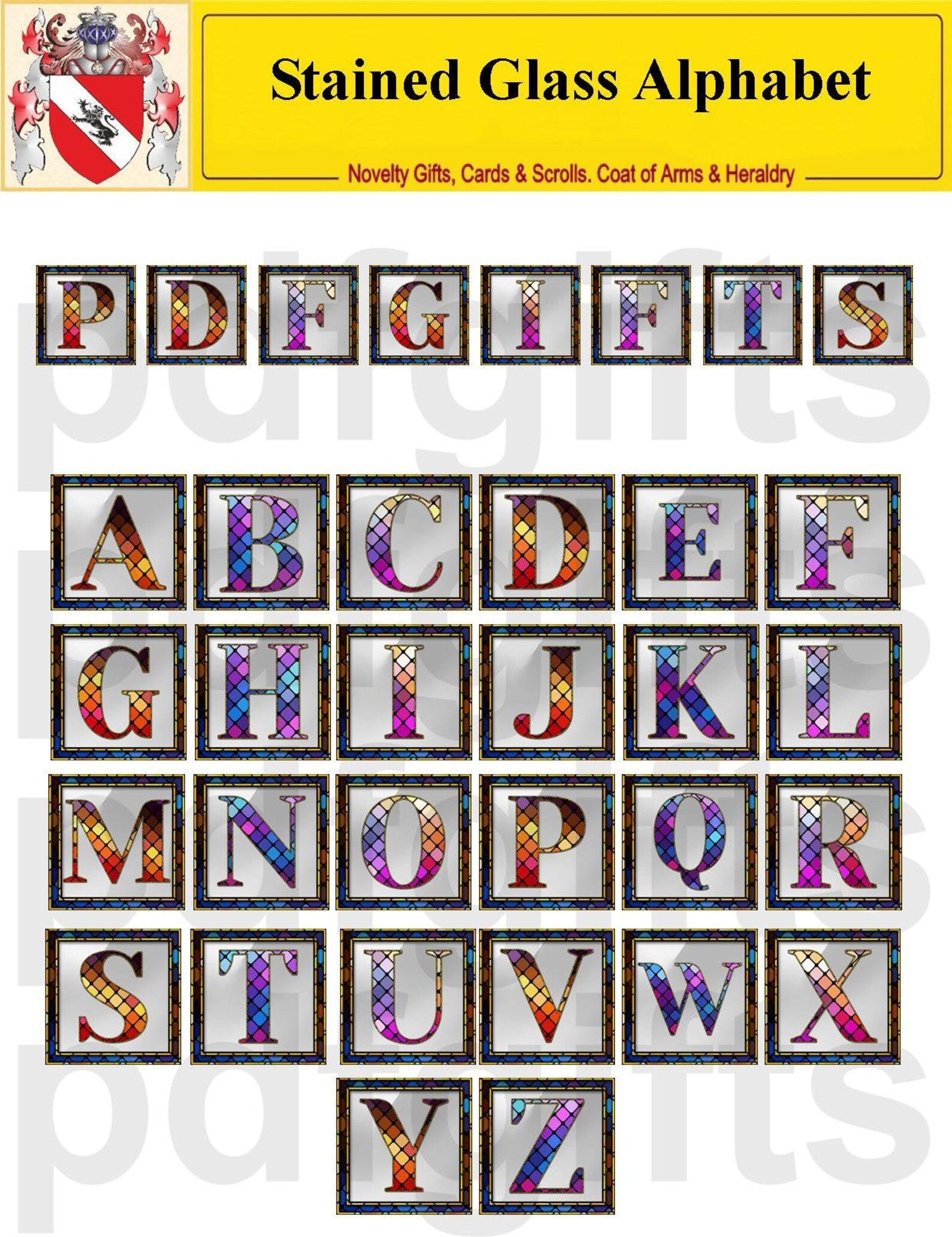 Stained Glass Alphabet Letters Digital Collage Sheets | Etsy
