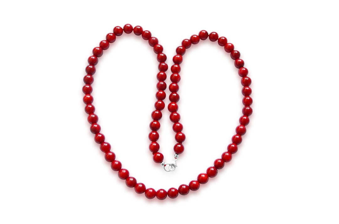 Collar coral rojo natural redondo 4mm - Etsy España