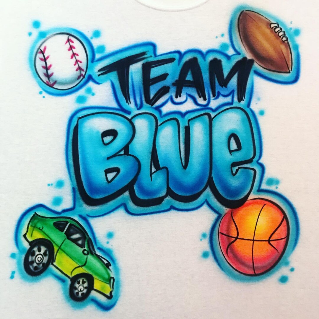 Airbrush Team Blue Gender Reveal Shirt Design | Free Shipping - Etsy