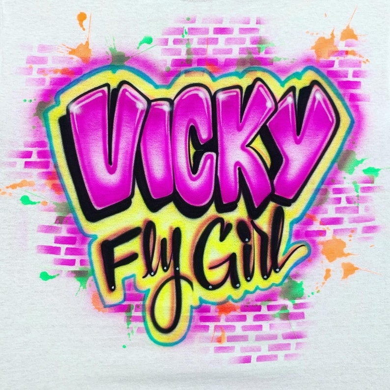 Airbrush Fly Girl 90s Design | Free Shipping - Etsy