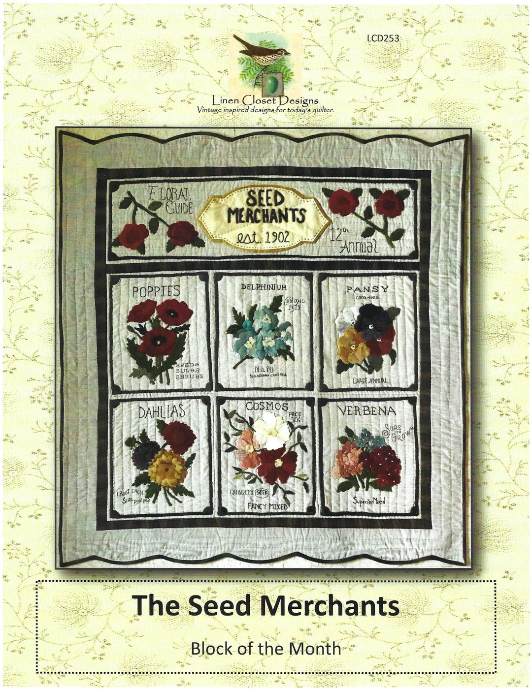 THE SEED MERCHANTS - Block of the Month Applique Pattern - Etsy