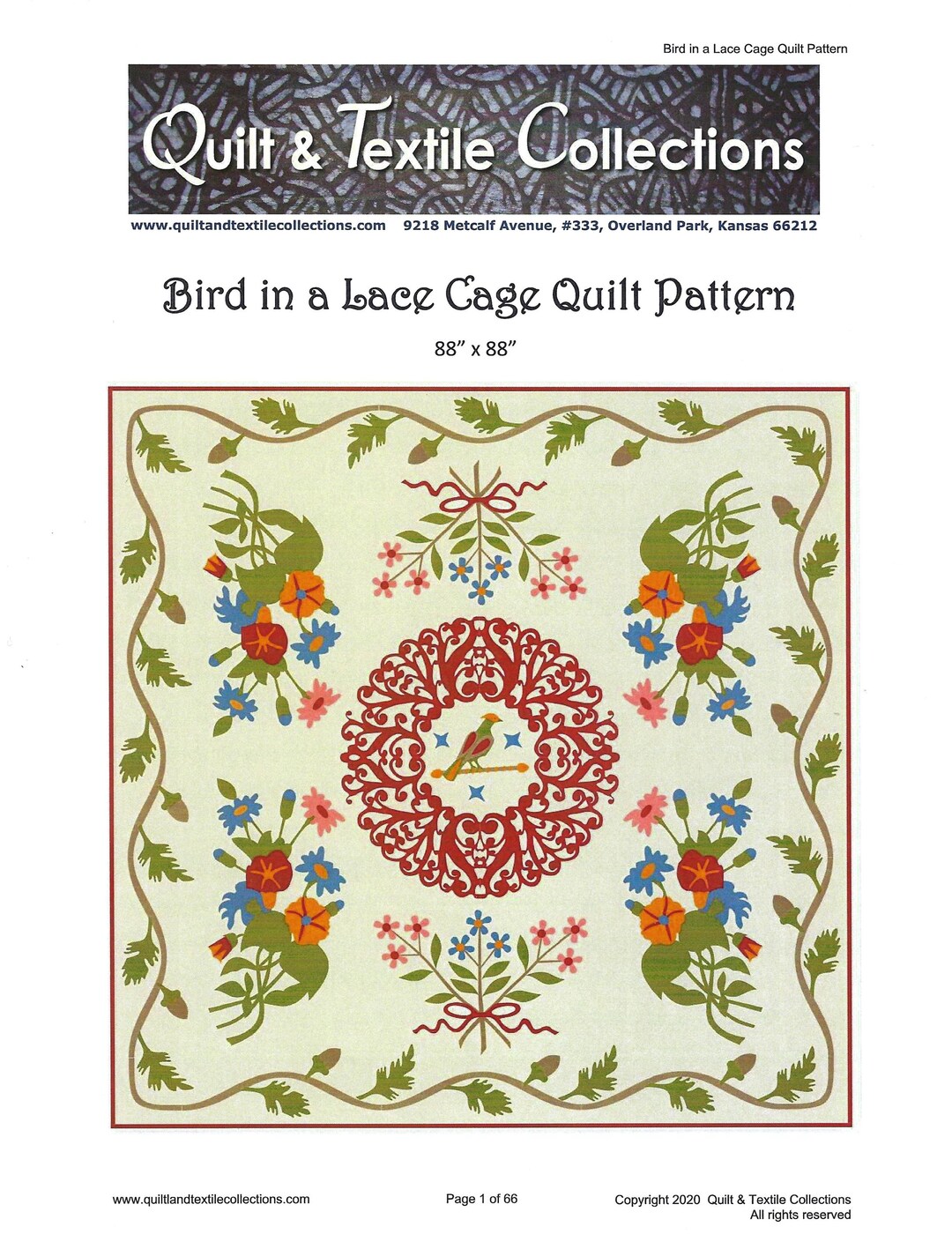 BIRD in a LACE CAGE - Applique Quilt Pattern - Etsy
