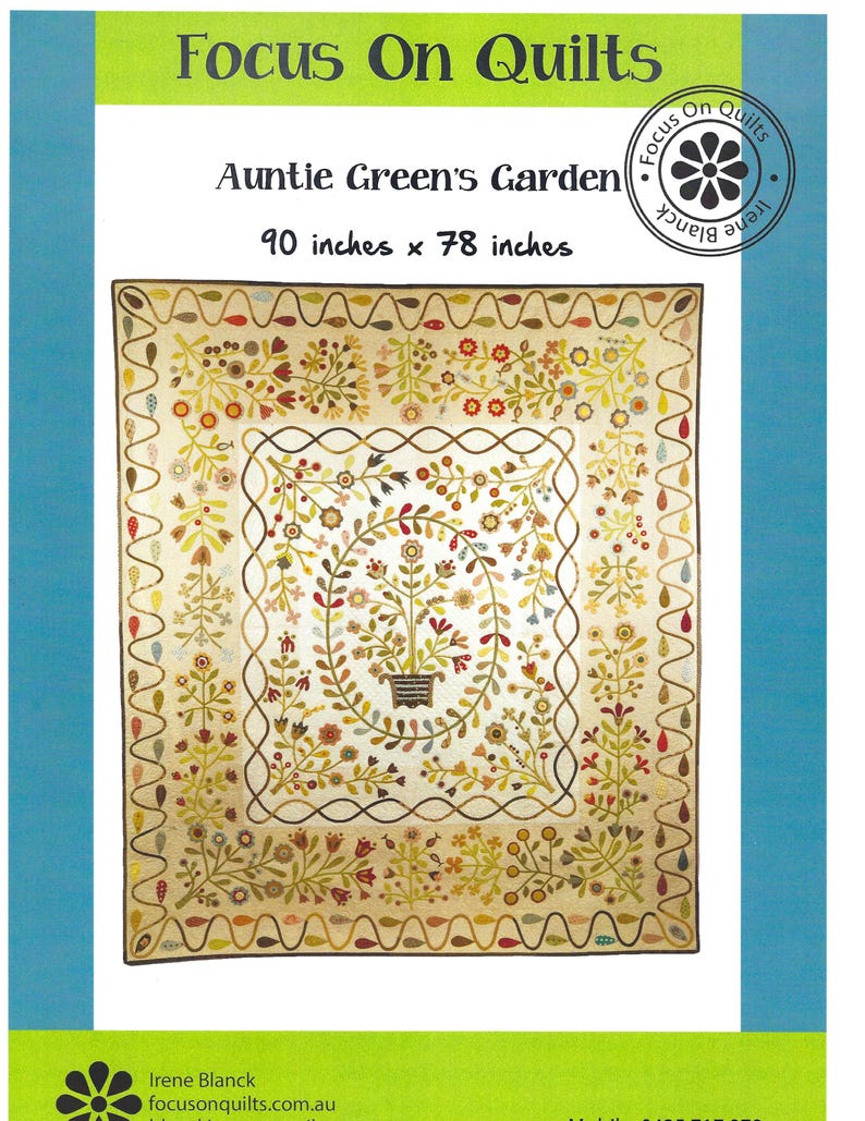 AUNTIE GREEN'S GARDEN Applique Quilt Pattern Irene Blanck - Etsy