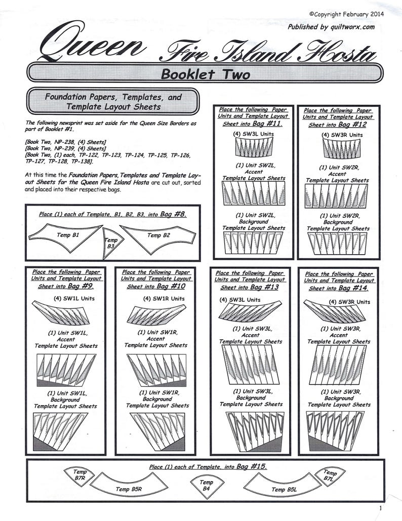 FIRE ISLAND HOSTA Queen - Foundation Quilt Pattern - Quiltworx - Etsy
