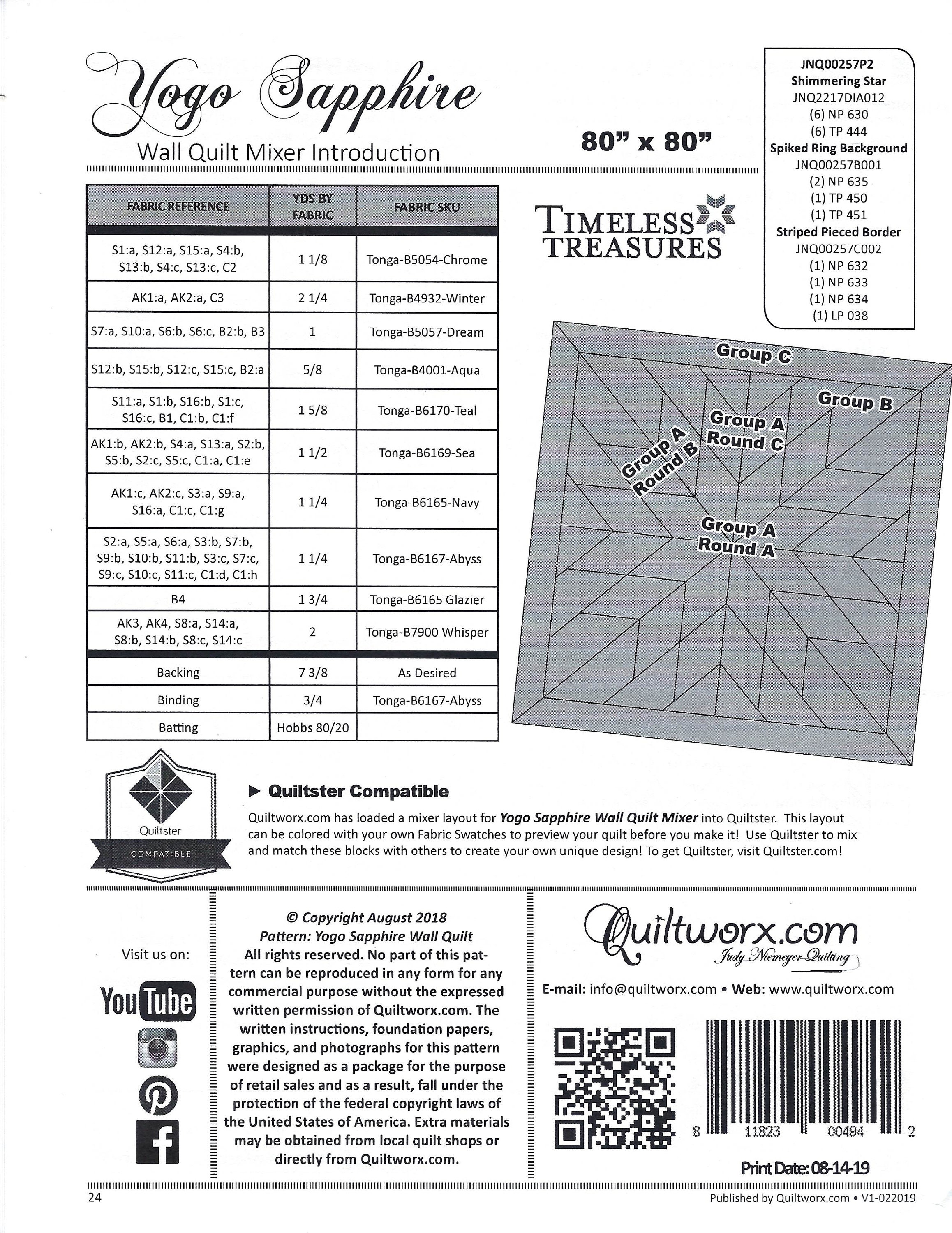 YOGO SAPPHIRE - Foundation Quilt Pattern - Quiltworx - Etsy