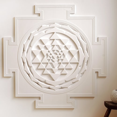 Tibetan Hindu Sri Yantra Wooden Tealight Shadow Lantern Candle | Etsy