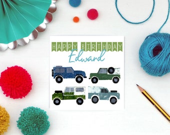 Personalised Land Rover Birthday Card With Balloons | Etsy