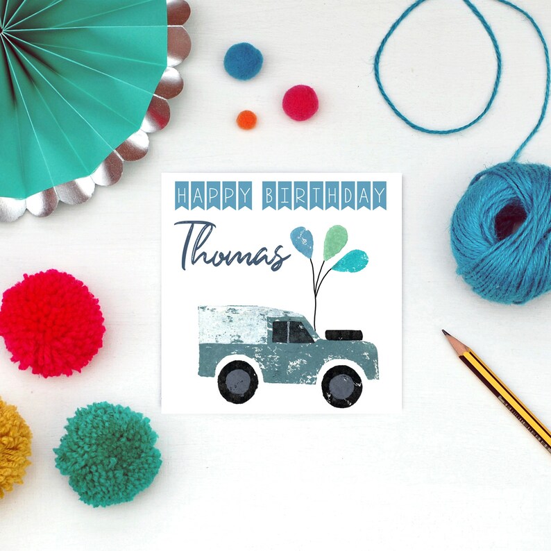 Personalised Land Rover Birthday Card With Balloons - Etsy