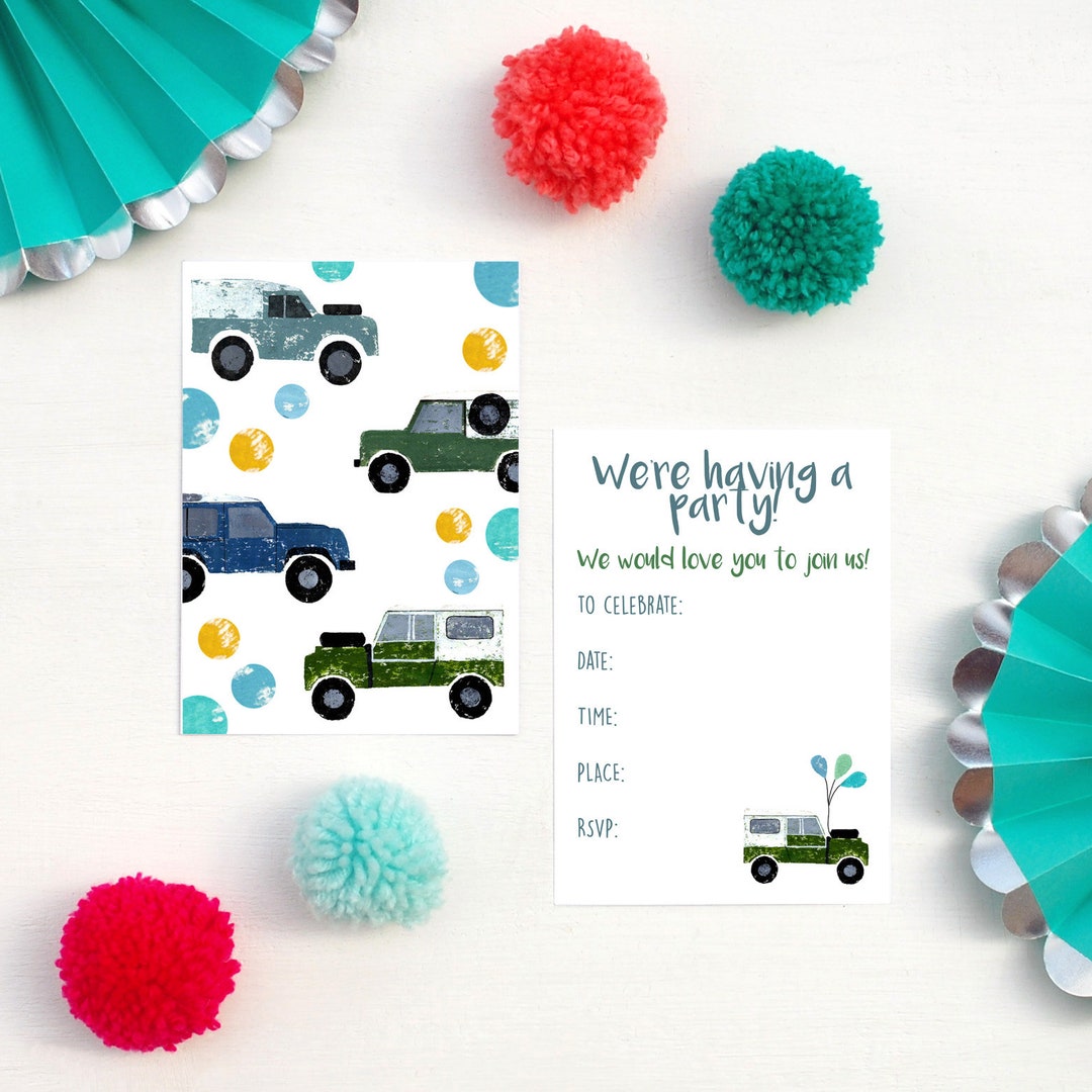 Spotty Land Rover Party Invitations - Etsy